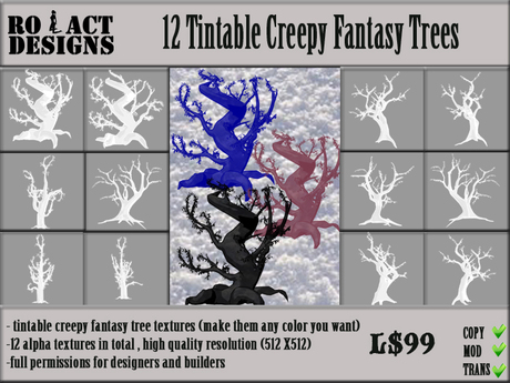 Second Life Marketplace - ..::RO!ACT::..DESIGNS 12 Tintable Creepy ...